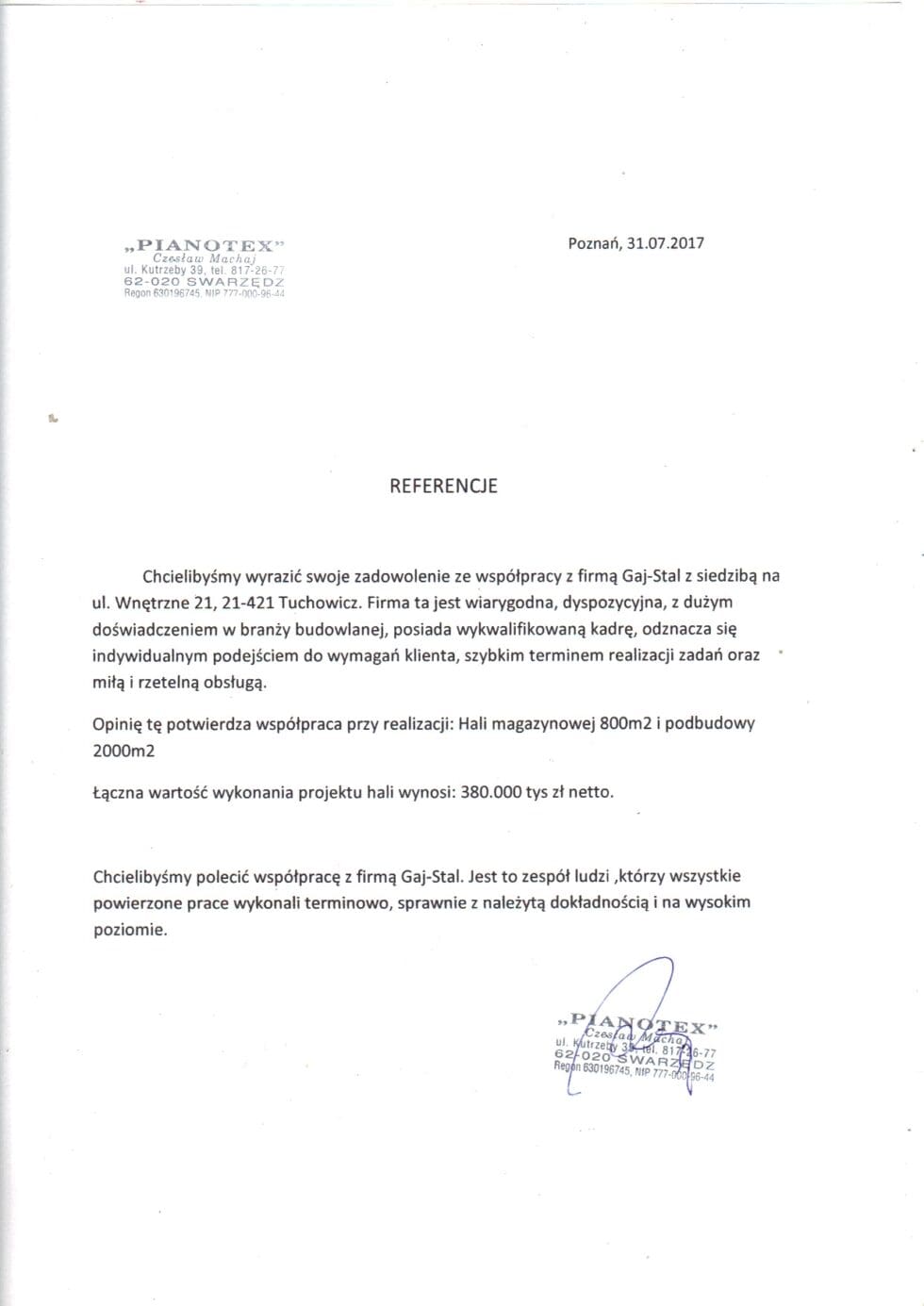 Referencje | Gaj-Stal